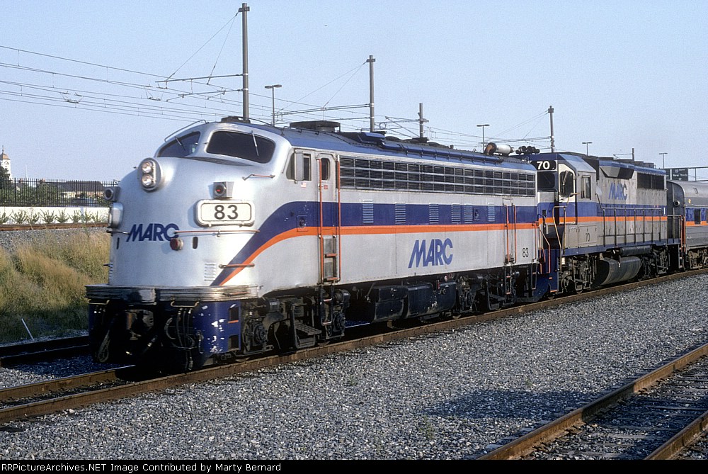 MARC 83 and 70 Approaching Camden Yards